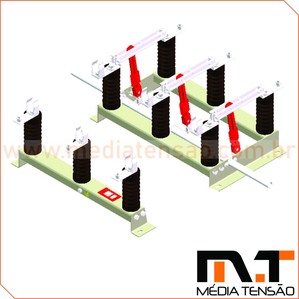 Chave seccionadora tripolar, 25Kv - 400A Abertura SEM Carga, COM Base ...