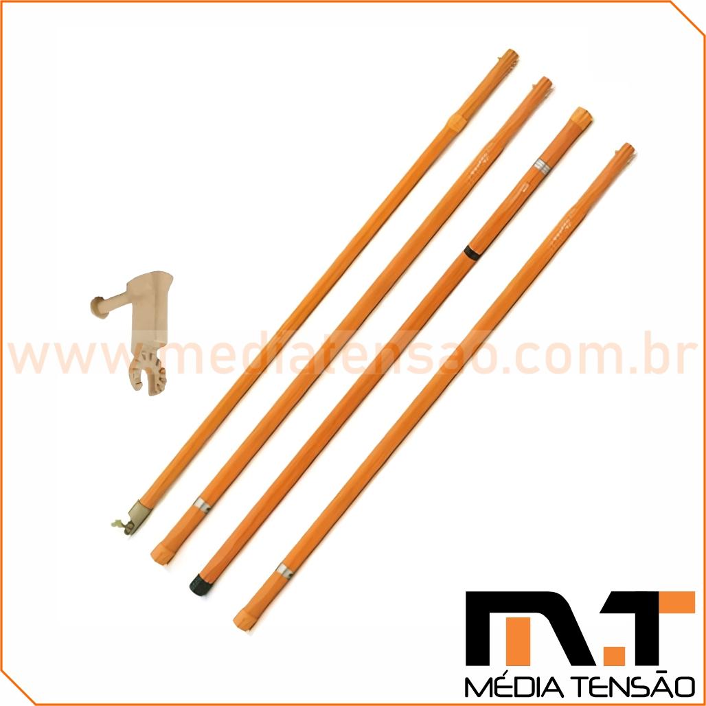 Vara de Manobra em Fibra de Vidro - 4 Elementos ø 38mm - 5,20 metros ...