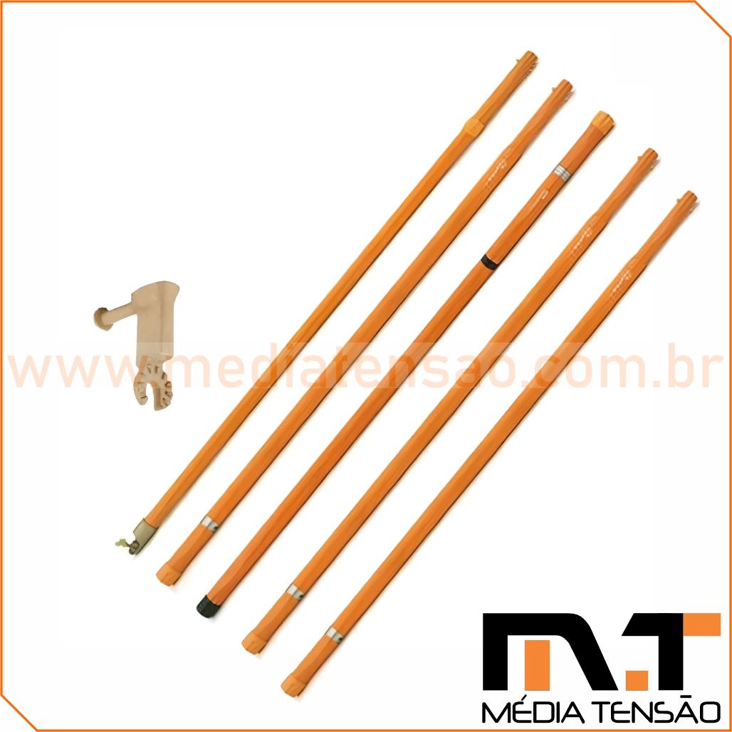 Vara de Manobra em Fibra de Vidro - 5 Elementos ø 38mm - 6,45 metros ...