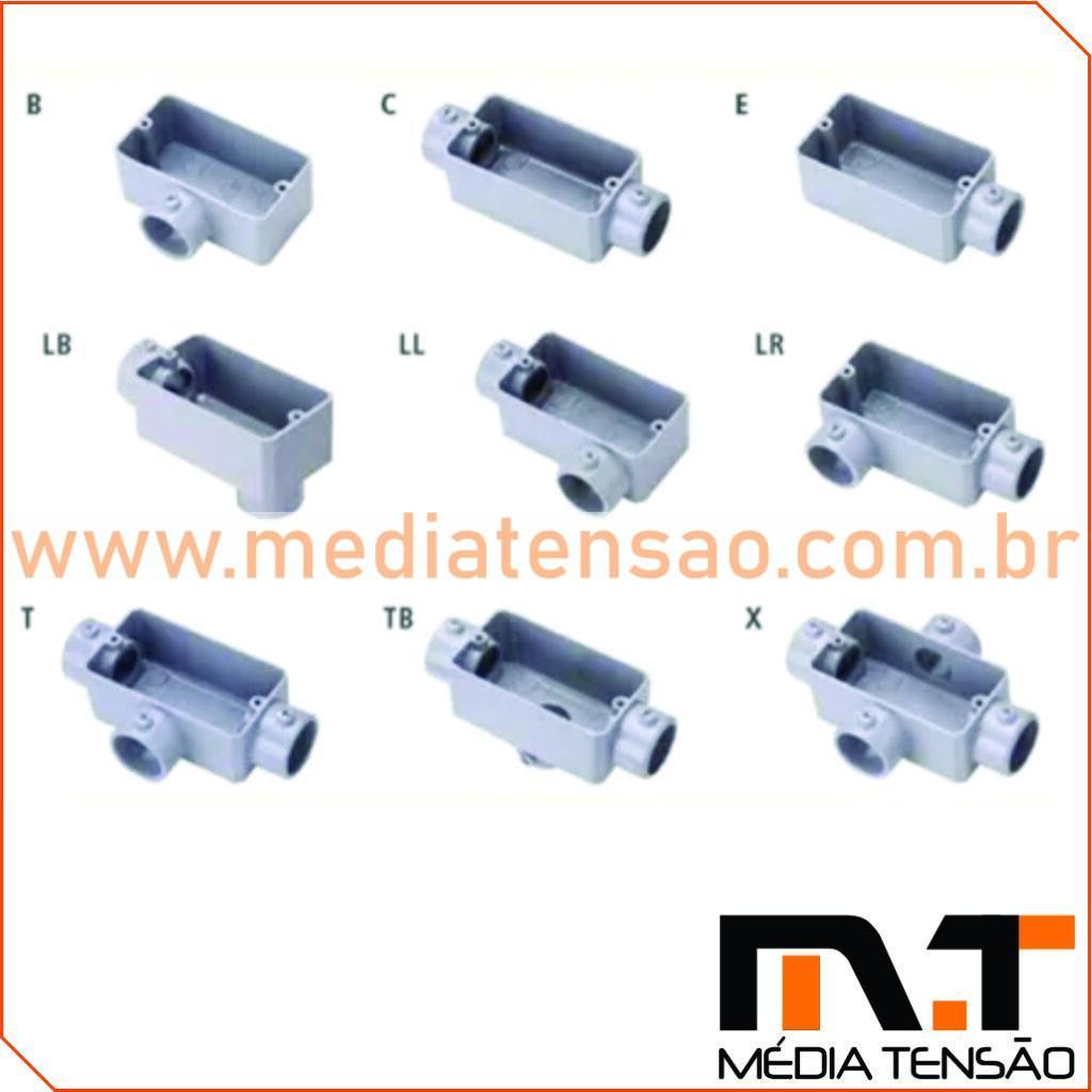 1 1/2'' - Condulete de Alumínio tipo E C LL LB e LR COM rosca com tampa ...